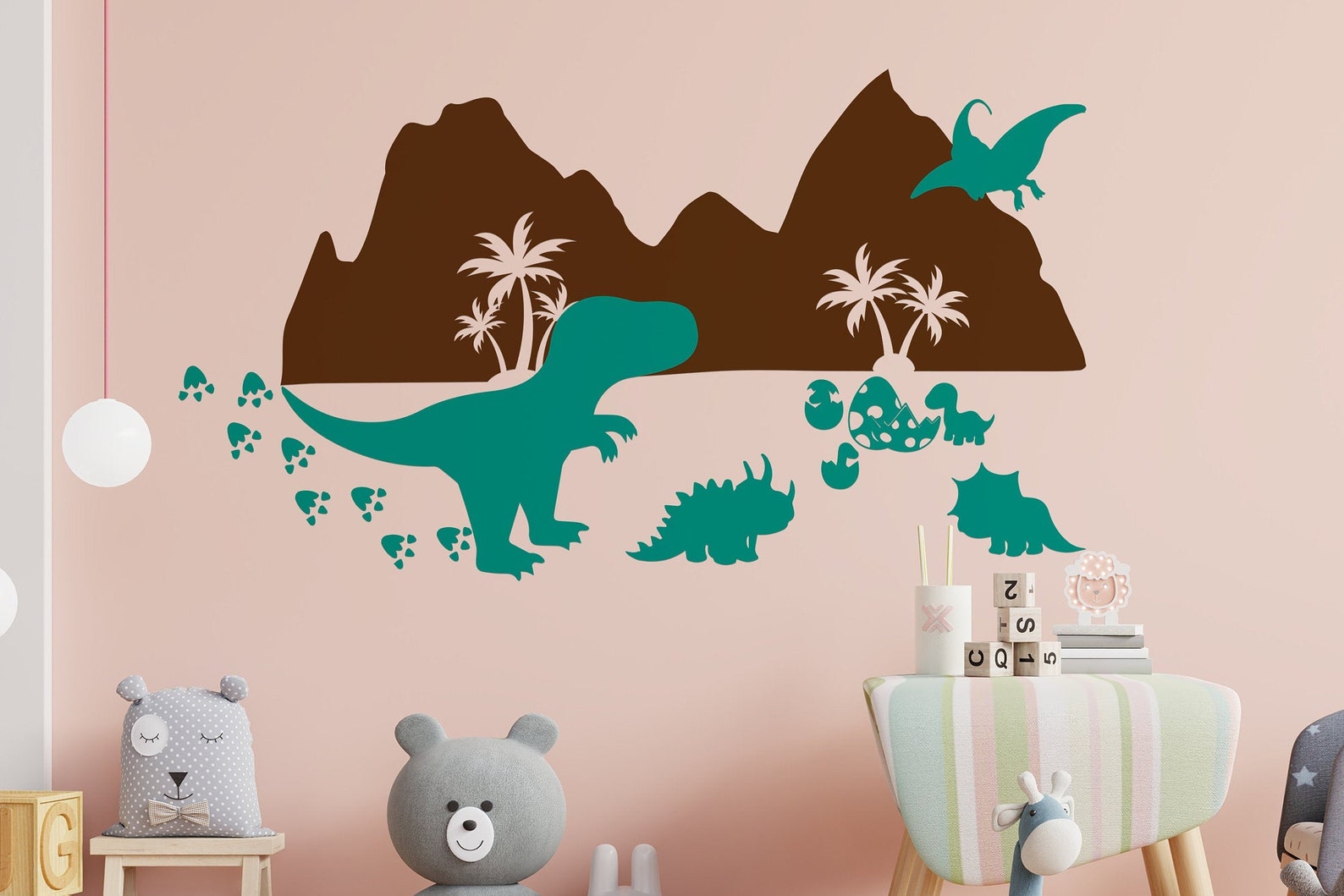 Dinosaur Scene wall decal Dinosaur Inspired Kids Dinosaur | Etsy