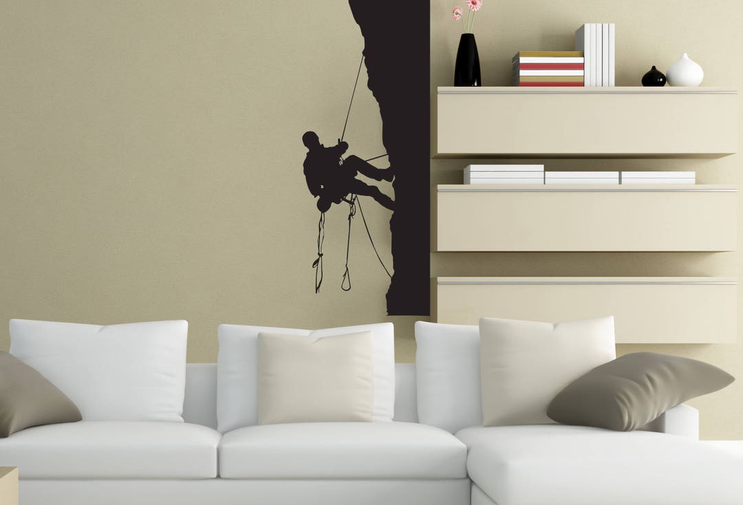 Rock Climber Vinyl Wall Decal: Mountain Climbing Decor (22"w X 53"h) - Etsy