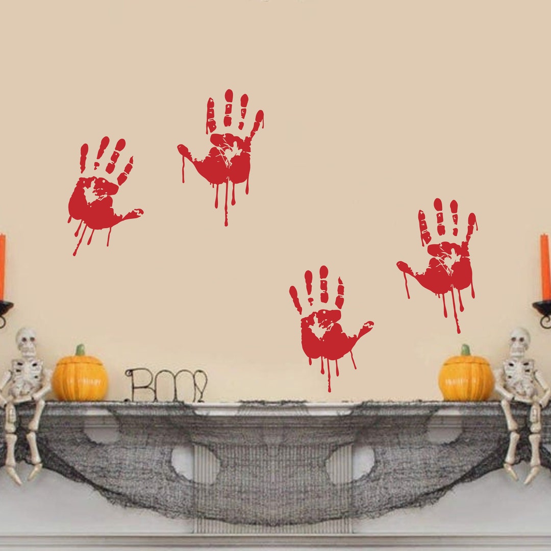 Halloween Decoration Murder Zombie Monster Dead Bloody Hand Prints Wall ...