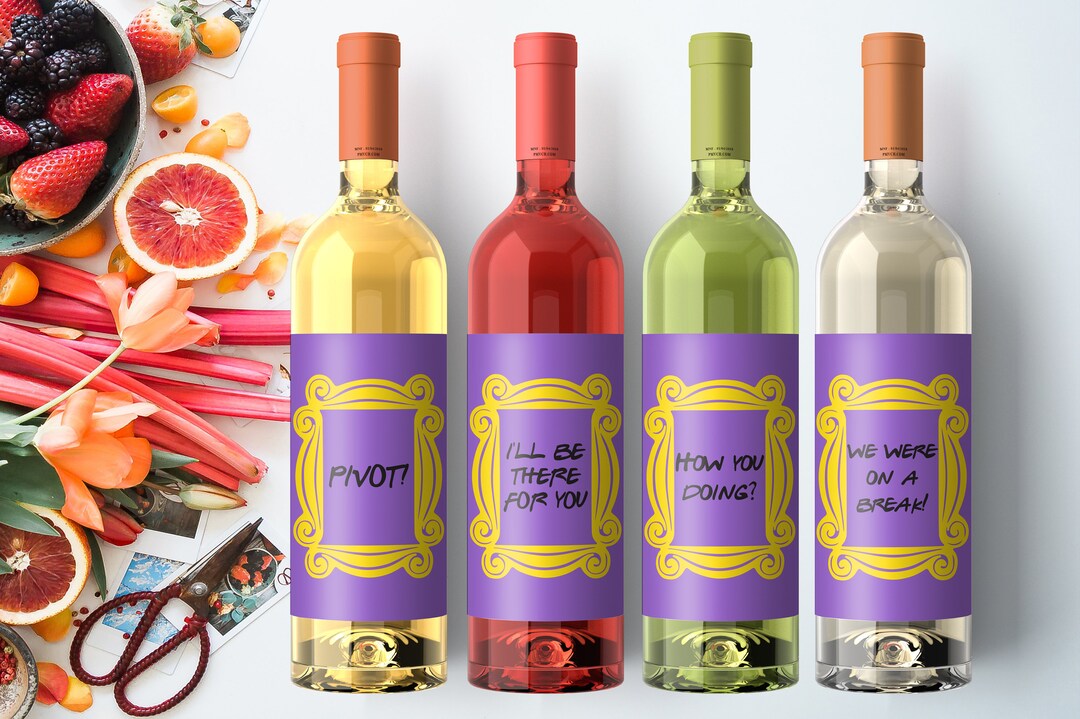Friends Wine Labels: TV Show Inspired, Celebration Gift, Set of 4 - Etsy
