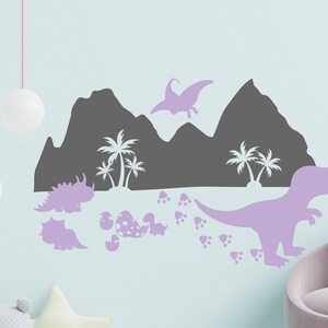 Dinosaur Scene Wall Decal, Dinosaur Inspired Kids, Dinosaur Wall Decor ...