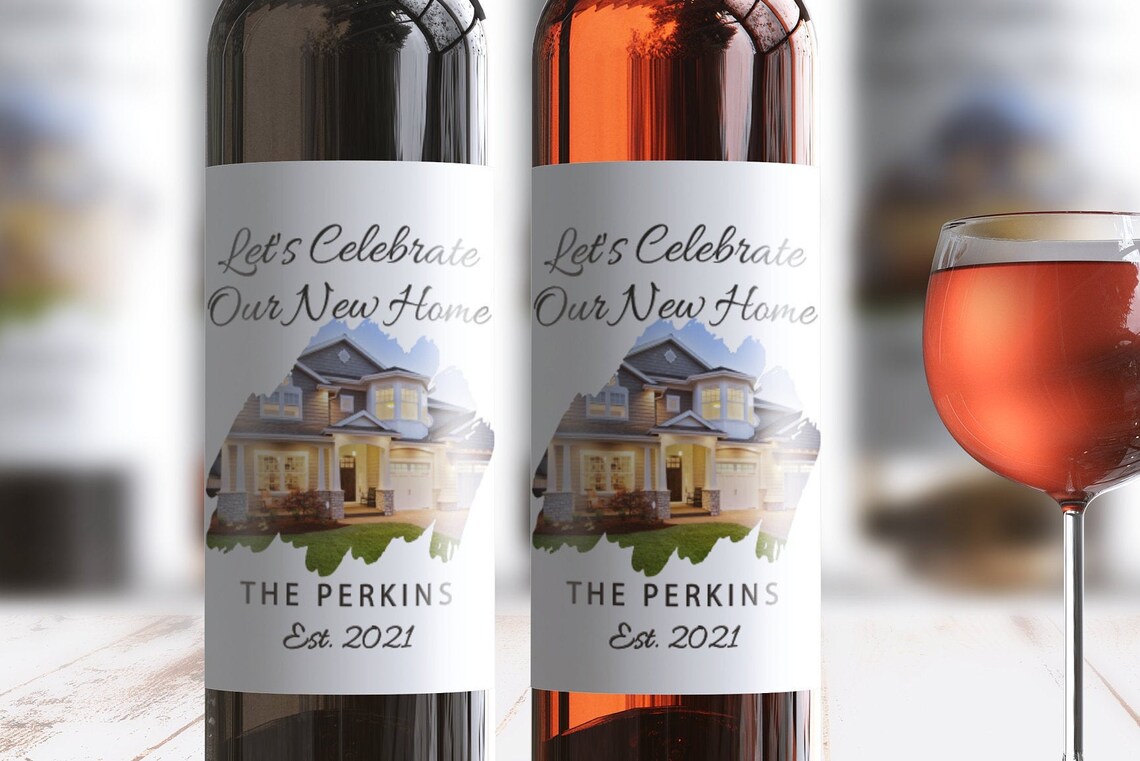 New Home Owner Custom House Wine Label Personalized New Home | Etsy