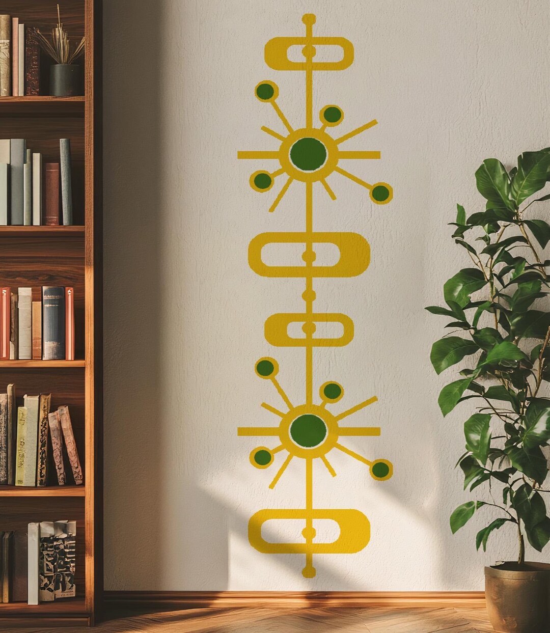 Mid Century Modern Atomic Wall Decal: Geometric Vinyl Mural (22x80") - Etsy