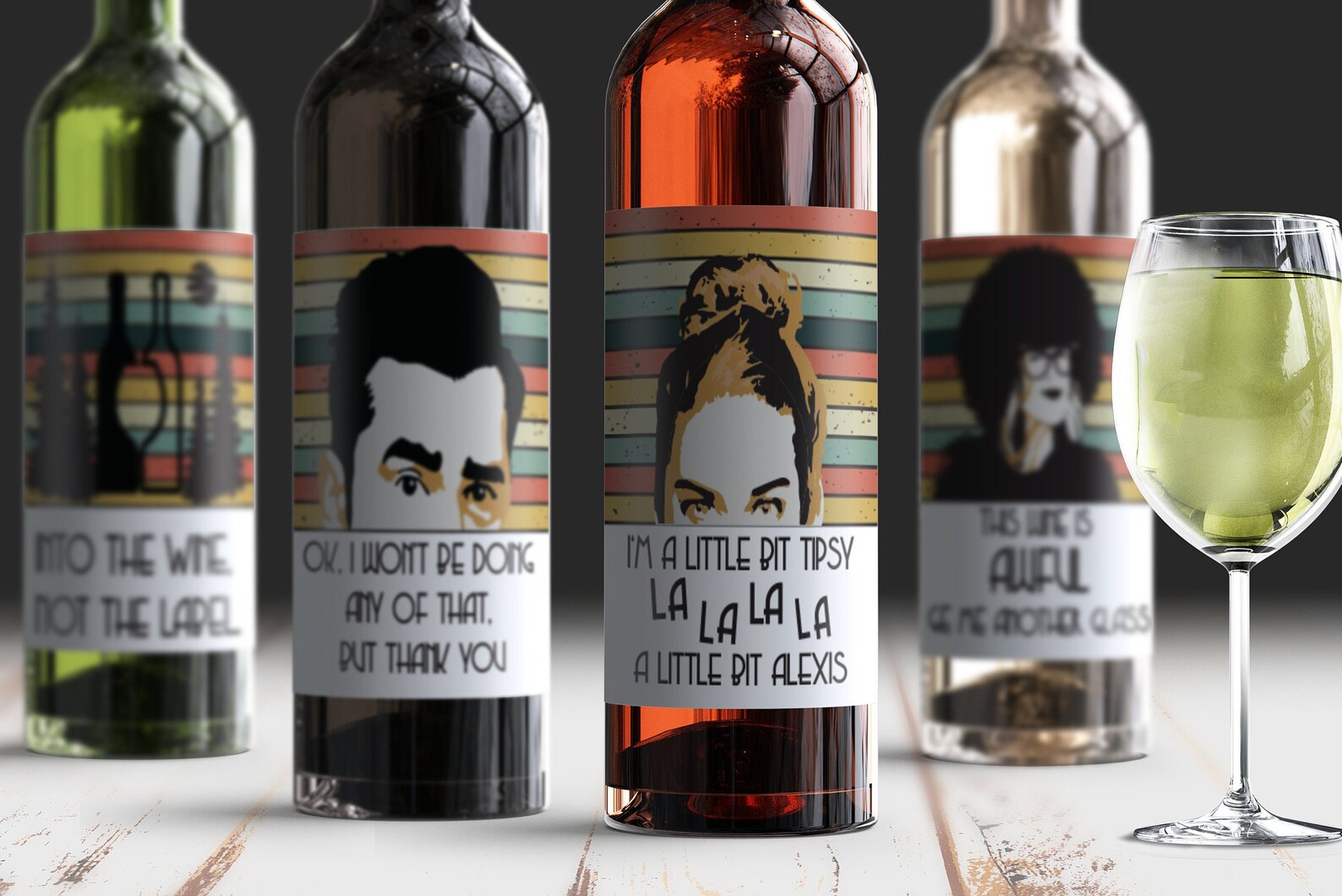 Family Set 4 Party Wine Labels Wine Label Stickers David - Etsy