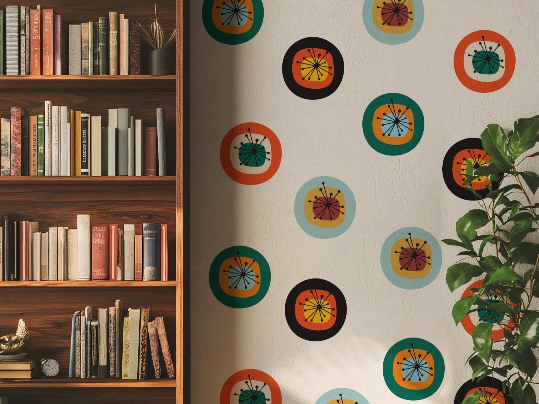 Mid-century Atomic Vinyl Wall Decal: Retro Peel & Stick Mural - Etsy