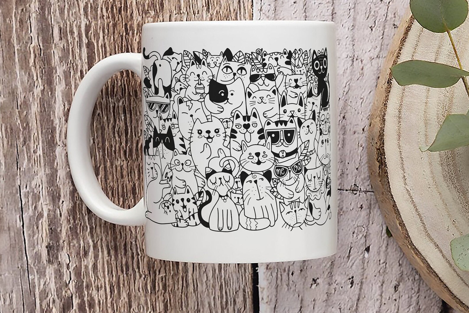 Hand Drawn Cat Mug Love Cat Cute Cat Funny Mug Lover Gift - Etsy