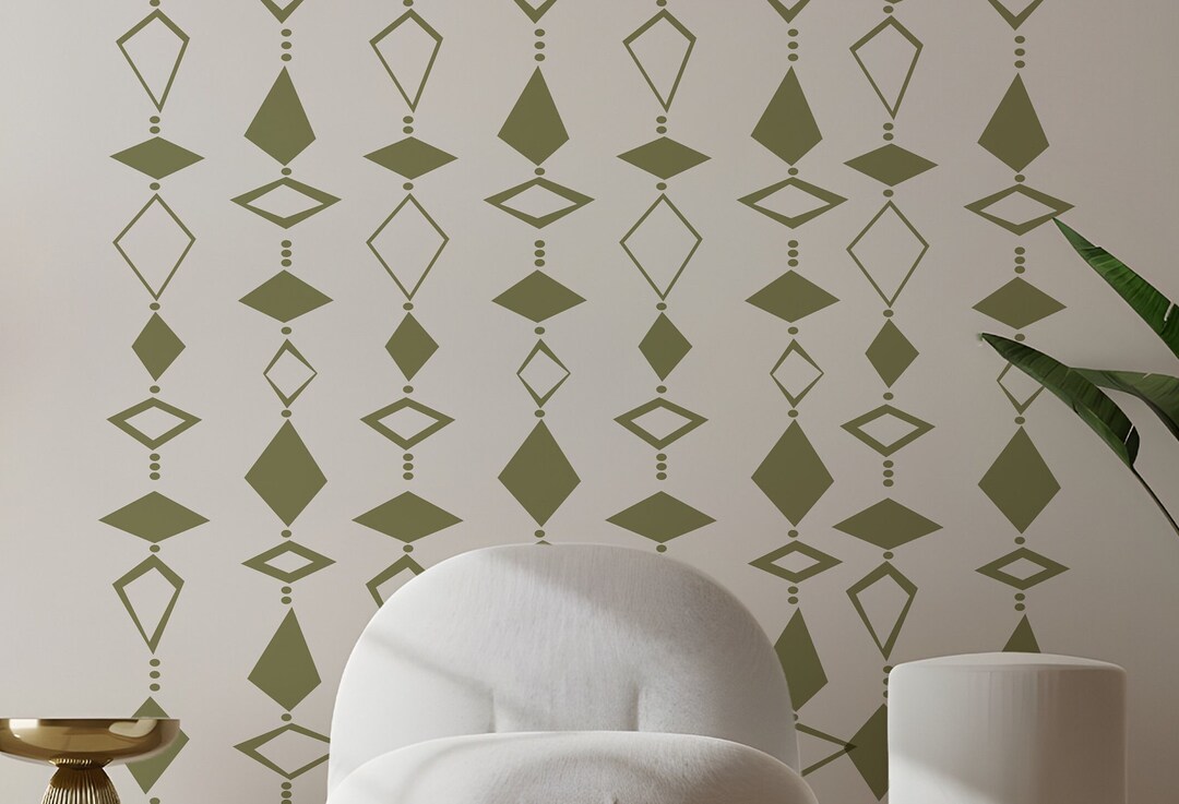 Diamonds Mid-century Modern Wall Decal | Custom Colors | Retro 70s | 80 ...