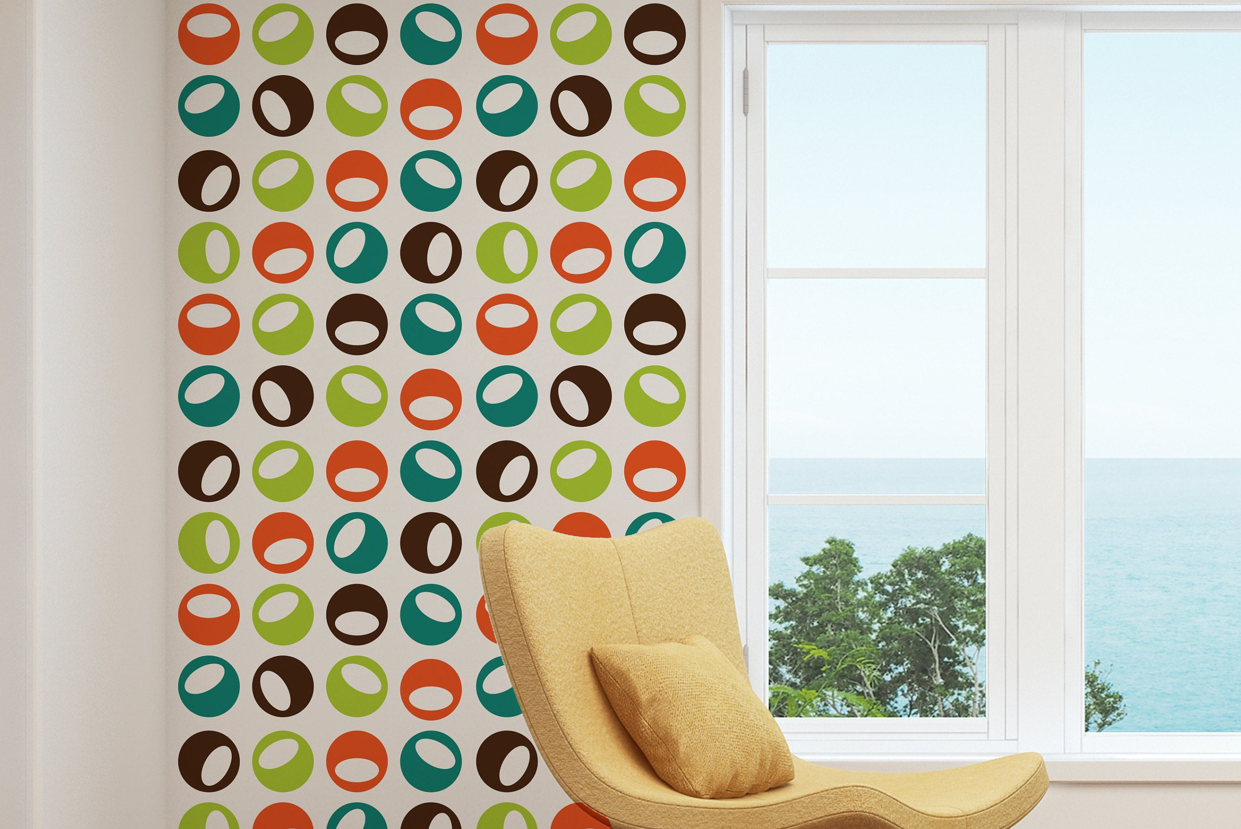 Retro Circles Mid Century Decals Retro 70s Decor Wall - Etsy