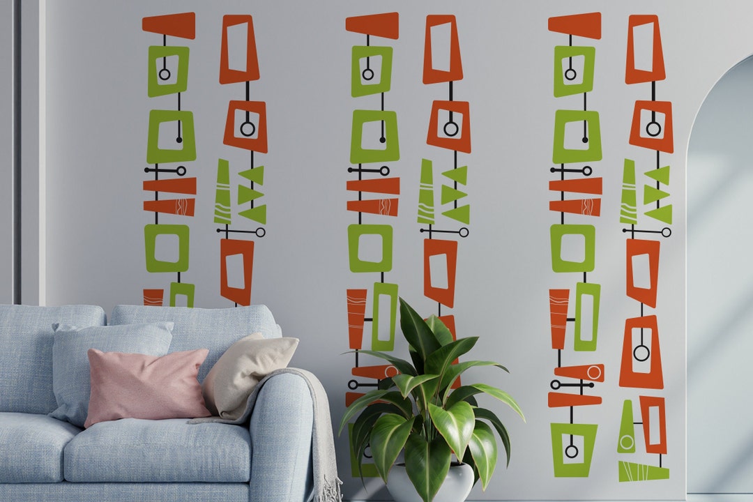 Mid-century Minimalist Forms, Custom 3 Colors, Rectangles, Squares ...