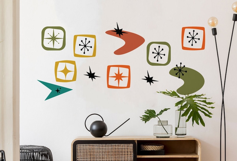 Retro MCM Starburst Mid Century Wall Decal | Vintage-inspired Home ...