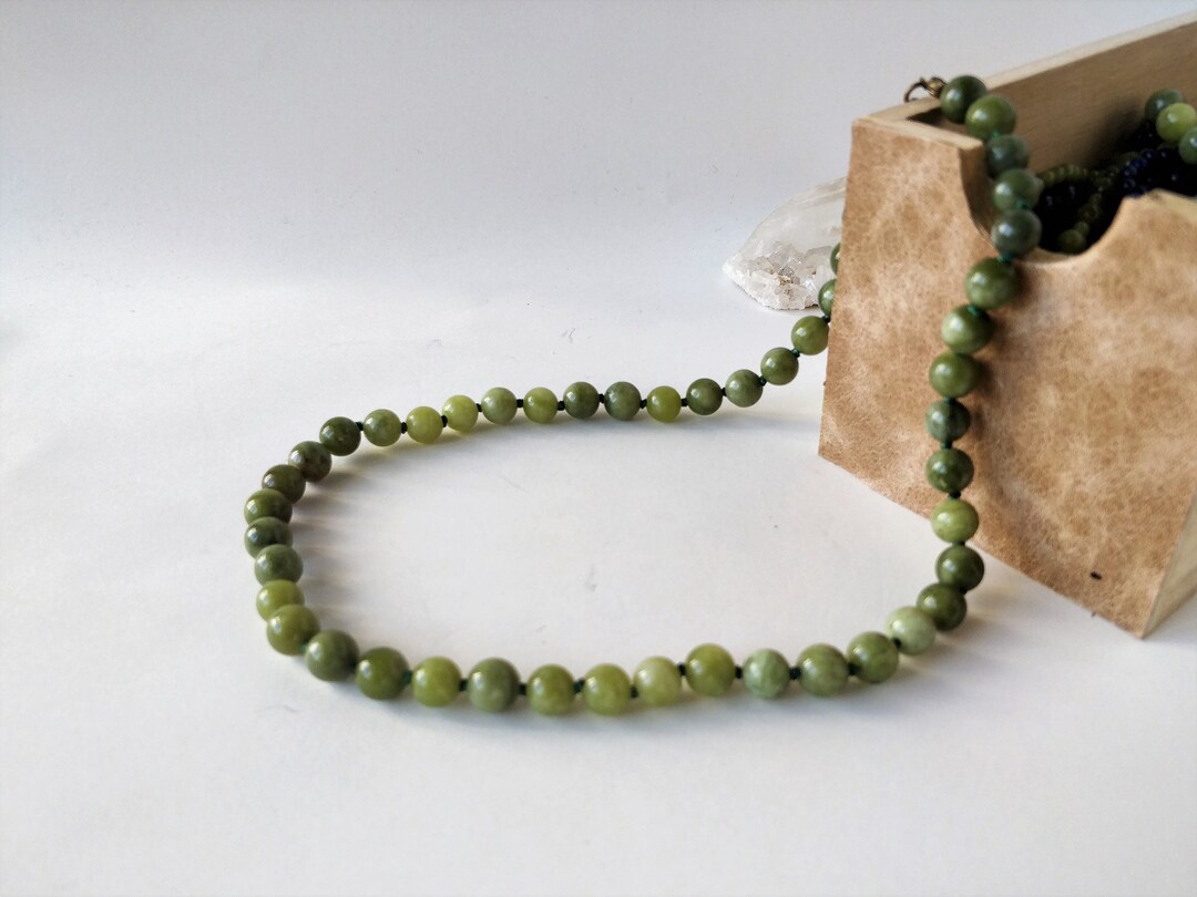 Nephrite Jade Knotted Necklace. 6mm or 8mm Knotted Beads of Your Choice ...