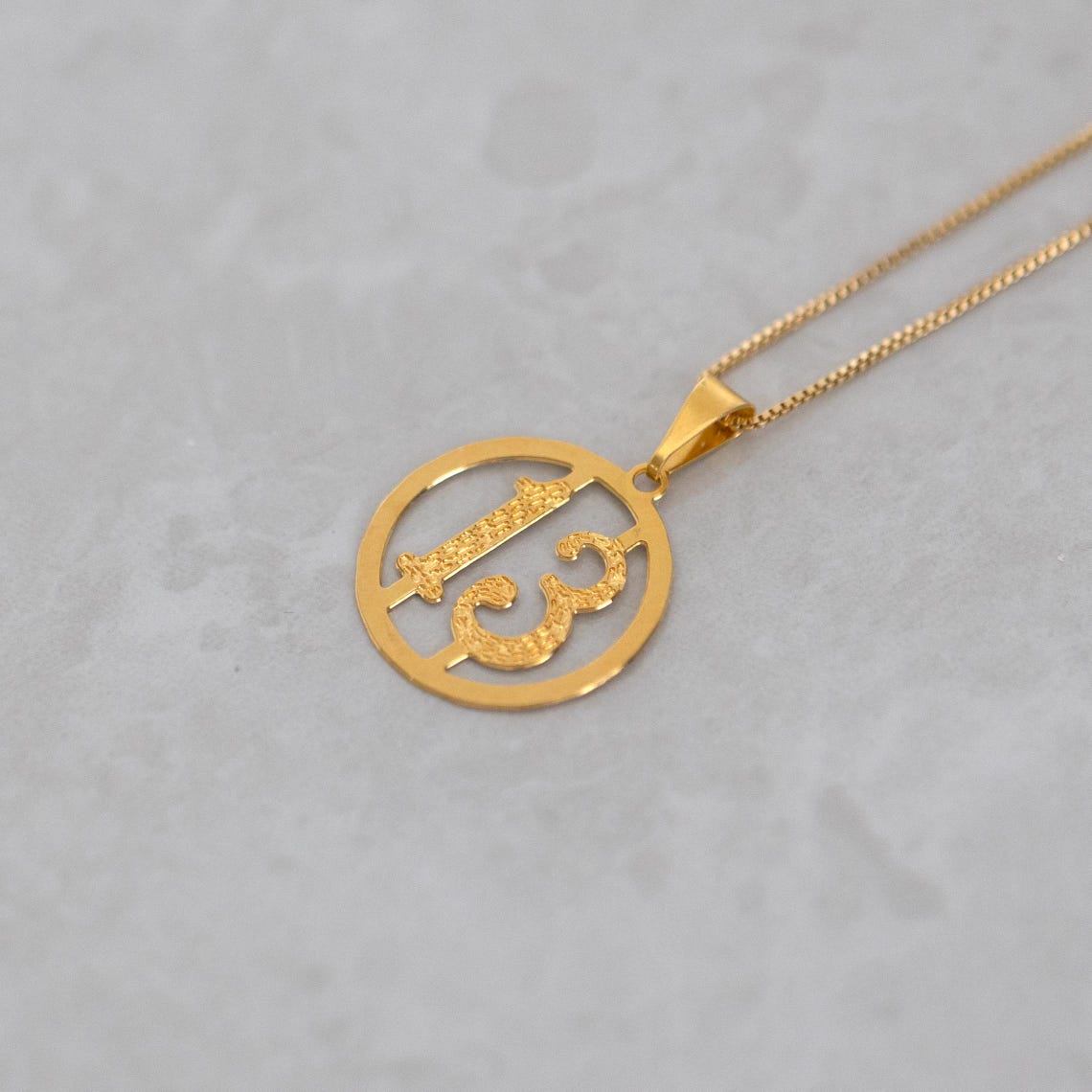 18K Gold Filled 13 Number Round Pendant Necklace Unique Symbol Gift ...