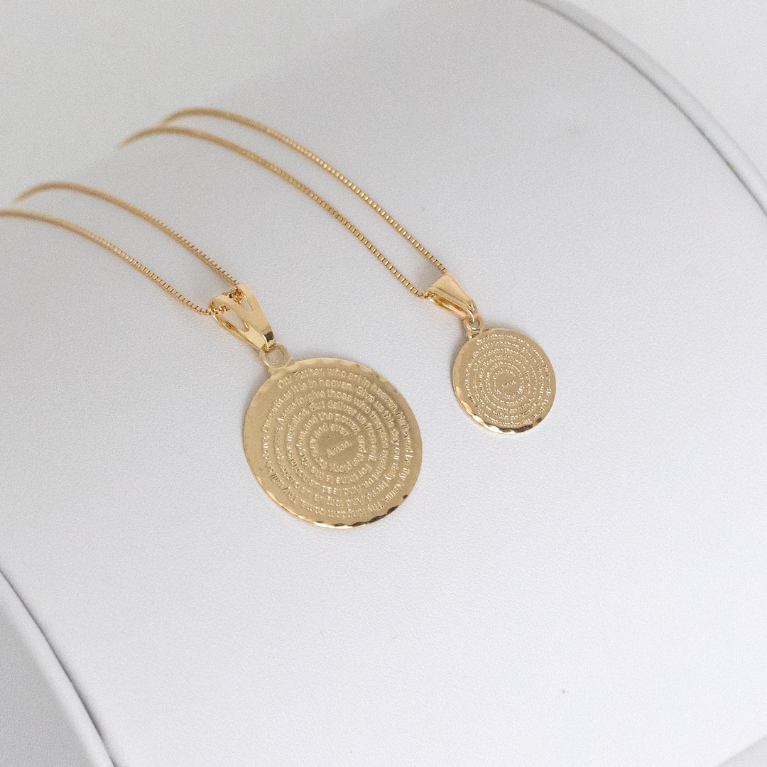 18K Gold Filled Lord's Prayer Our Father Medal Pendant Necklace ...