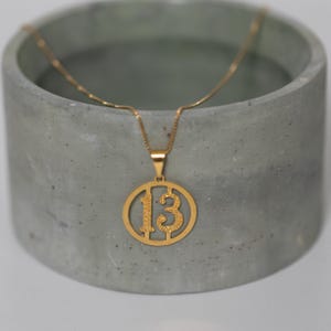 18K Gold Filled 13 Number Round Pendant Necklace Symbol Gift Special ...