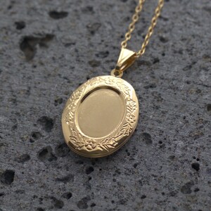 18K Gold Filled Locket Floral Oval Pendant Necklace Special Gift for ...