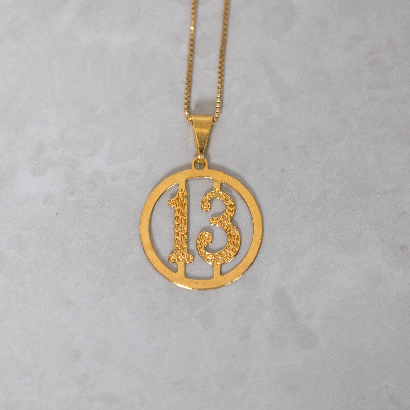 18K Gold Filled 13 Number Round Pendant Necklace Symbol Gift Special ...