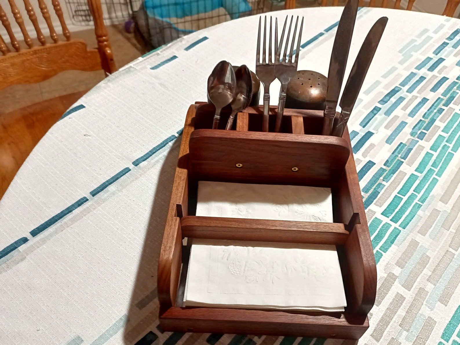Rustic Walnut Table Caddy / Organizer - Etsy