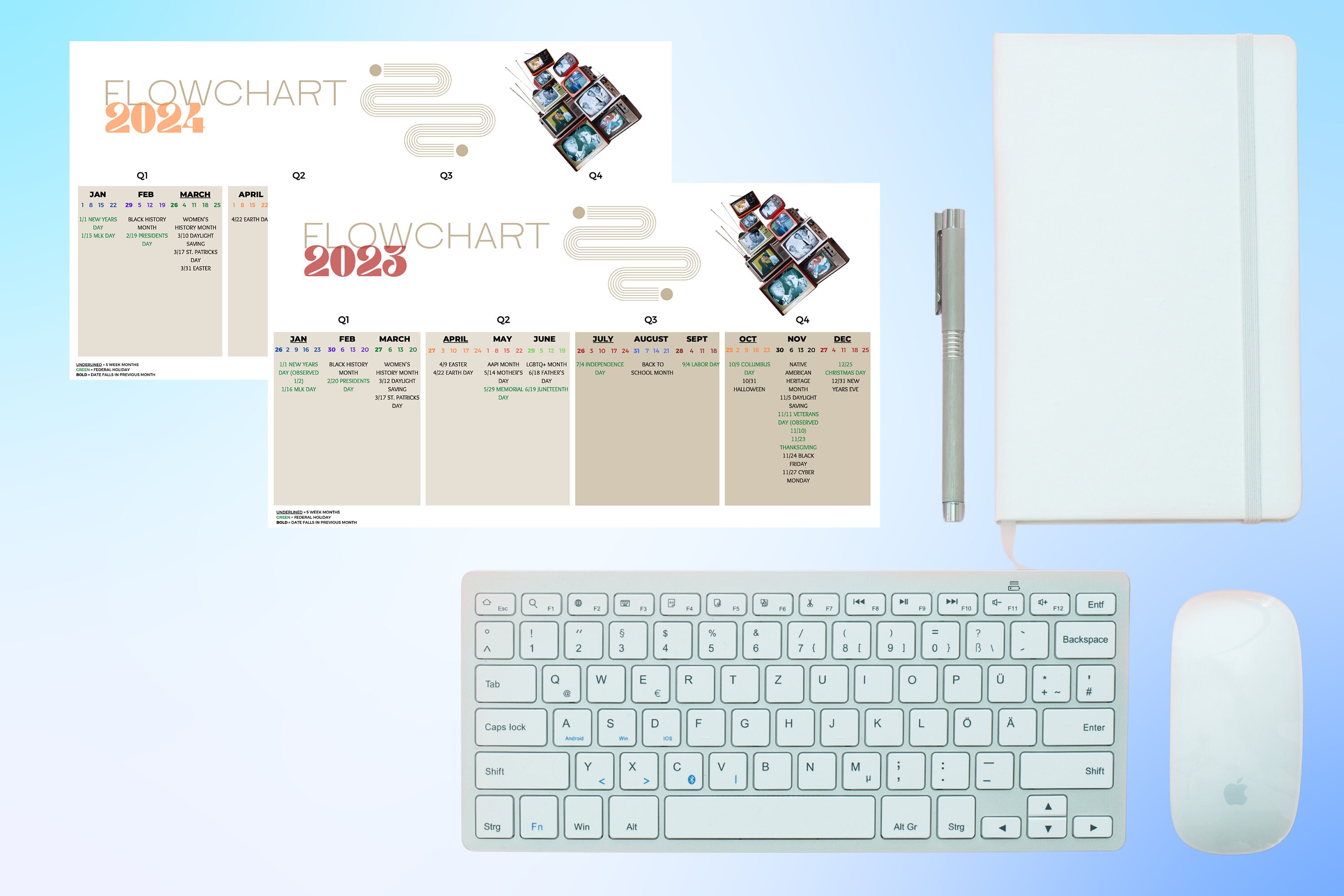 2023-2024 Broadcast Calendar and Flowchart for Advertising - Etsy