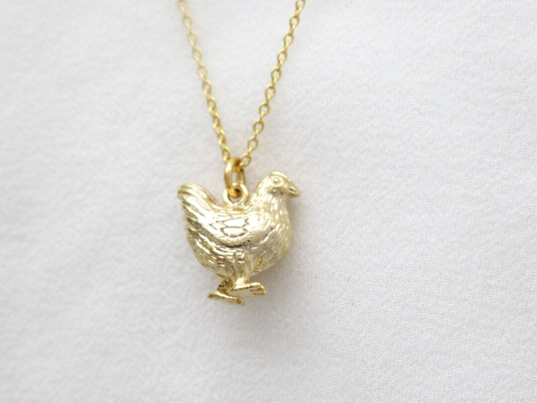 Don't Be A Chicken Necklace, Gold Chicken Necklace, Fun Animal Necklace ...