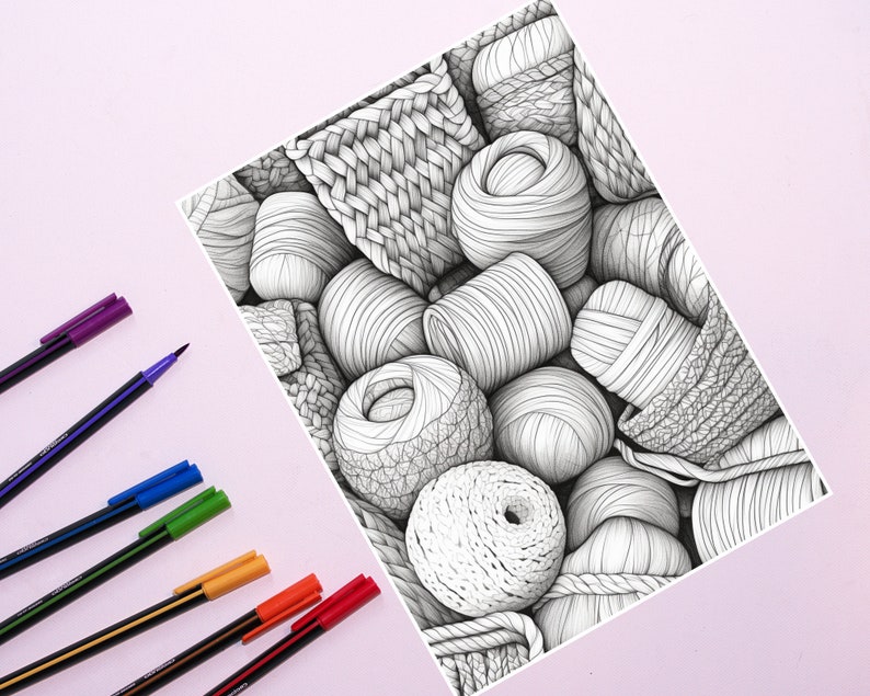 Yarn Extravaganza - Adult Coloring Pages - Instant Download - Etsy