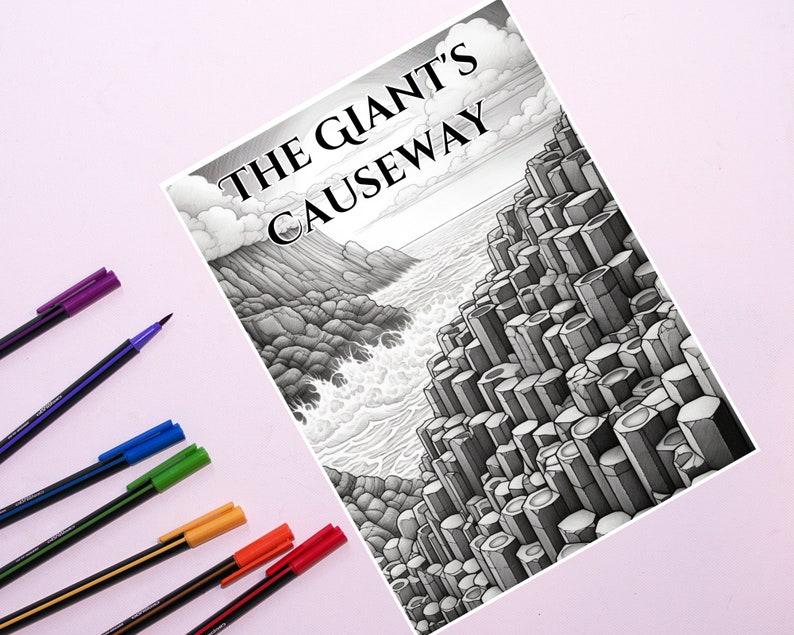 The Giant's Causeway Adult Coloring Page Digital - Etsy New Zealand