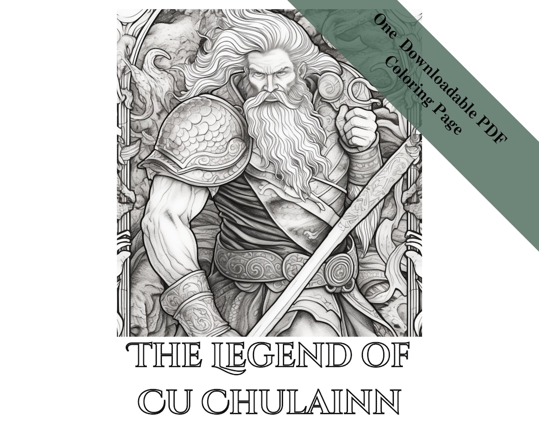The Legend of Cu Chulainn Adult Coloring Page - Digital Download - Etsy