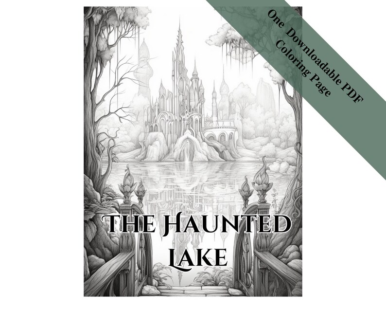 The Haunted Lake Adult Coloring Page - Digital Download - Etsy