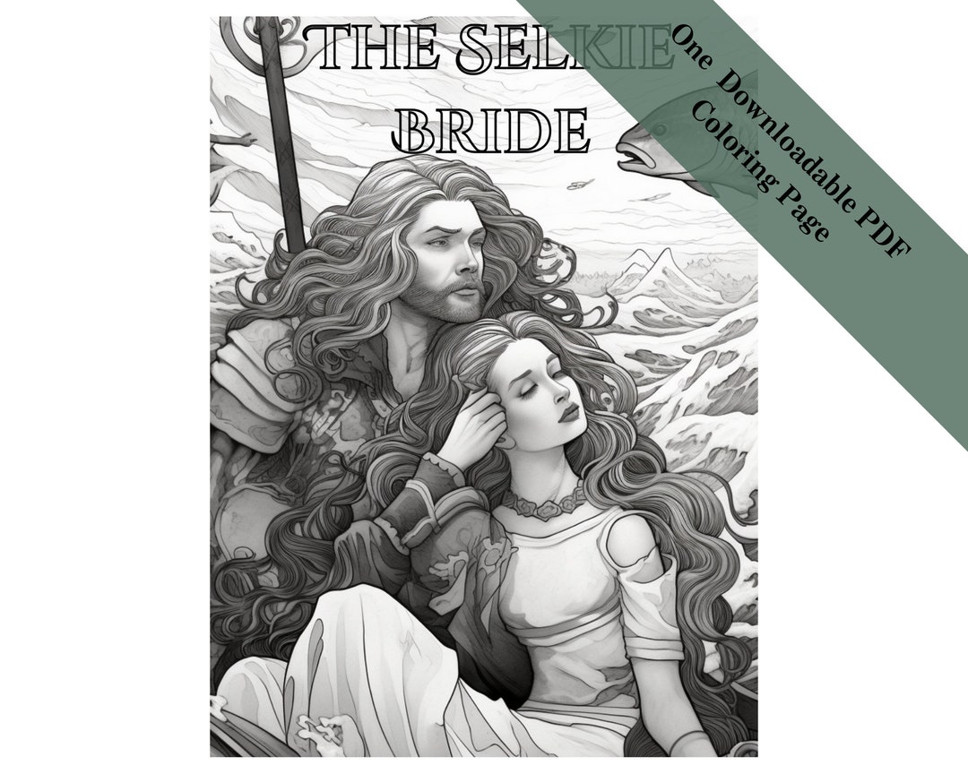 The Selkie Bride Adult Coloring Page - Digital Download - Etsy