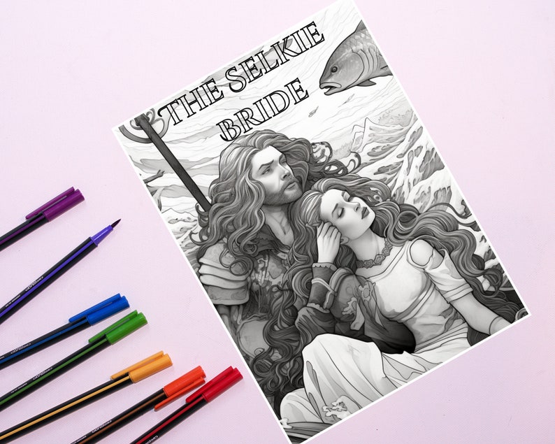 The Selkie Bride Adult Coloring Page - Digital Download - Etsy