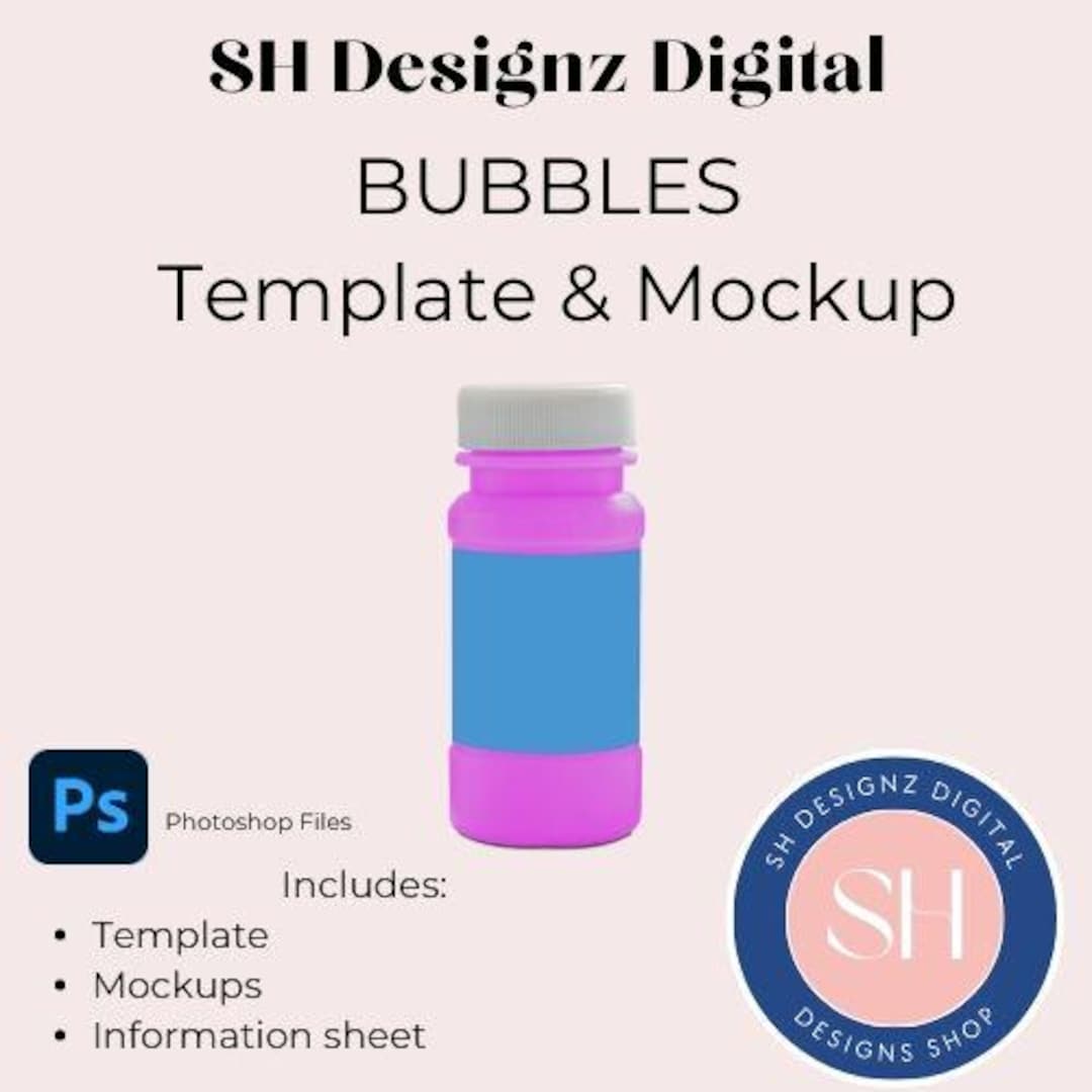 Bubbles Template and Mockup, Bubbles Template, PSD Files, Party Favors ...