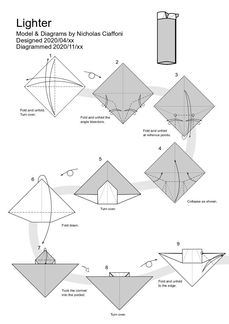 Origami Lighter Diagrams Instructions for origami paper | Etsy