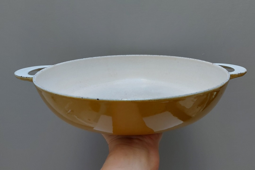 Vintage Descoware, Cast Iron Enamel Pan With Handles,, FE 30, Made in ...