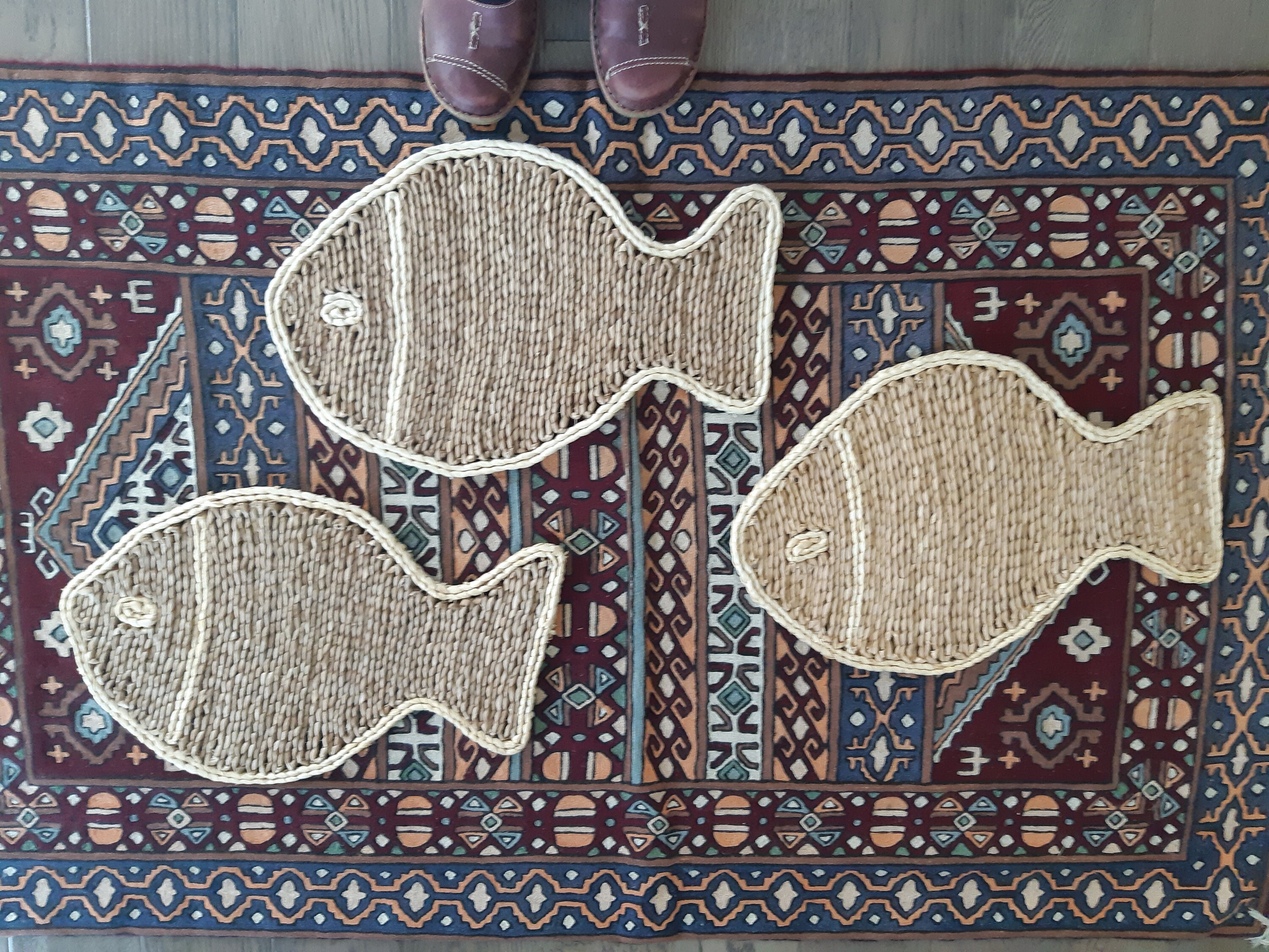 Fish Placemats Wall Decor Set of 3 Natural Fiber Straw - Etsy