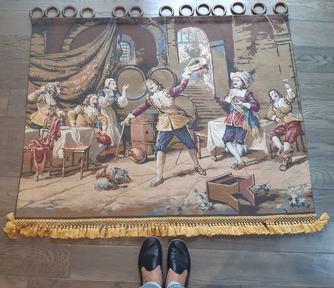 Vintage French Tapestry, Renaissance , Wall Hanging, Musketeers, French ...