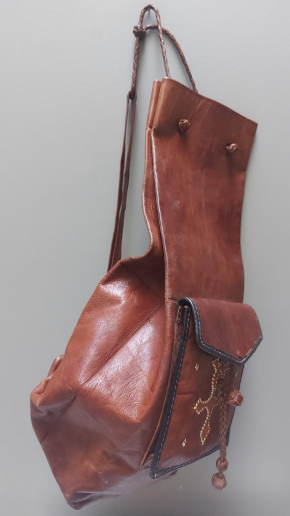 Handmade leather bag, Moroccan leather Berber style s… - Gem