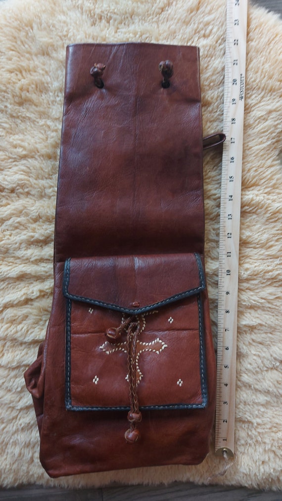 Handmade leather bag, Moroccan leather Berber style s… - Gem