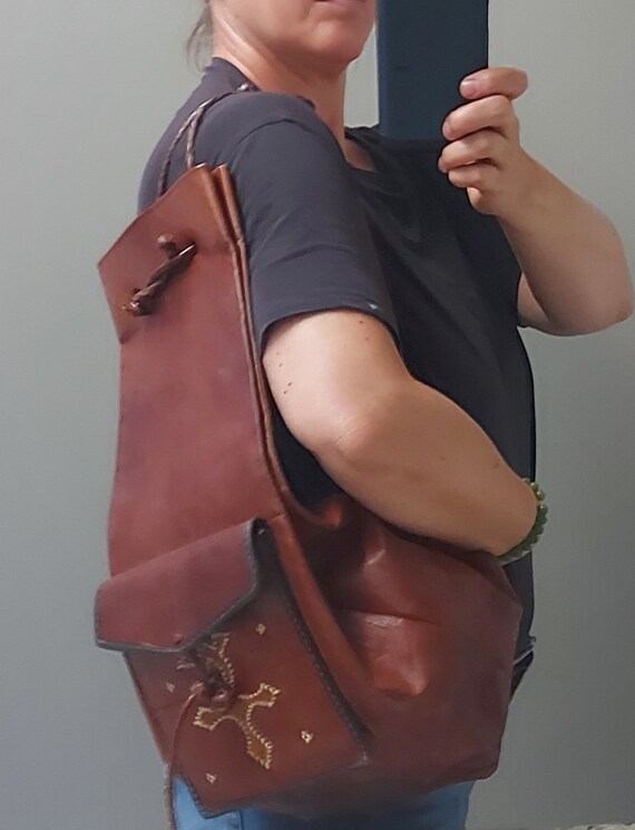 Handmade leather bag, Moroccan leather Berber style s… - Gem