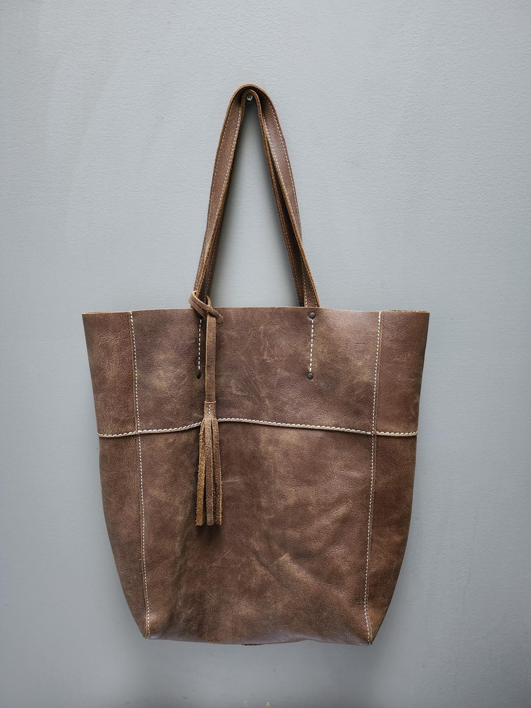 Roots Leather Tote, Shoulder Bag, Quality Brown Leather, Made in Canada. - Etsy