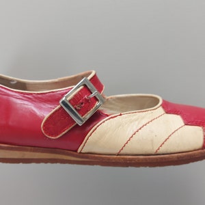 John Fluevog Vintage Mary Jane, Size 6.5, Two Tone Red and Cream ...