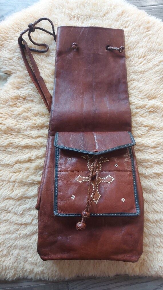 Handmade leather bag, Moroccan leather Berber style s… - Gem
