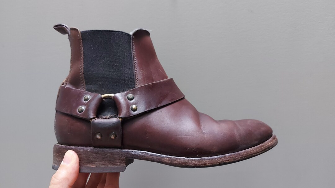 Frye Boots Harness Style Ankle Boot, Ladies Size 8, Dark Brown Leather ...