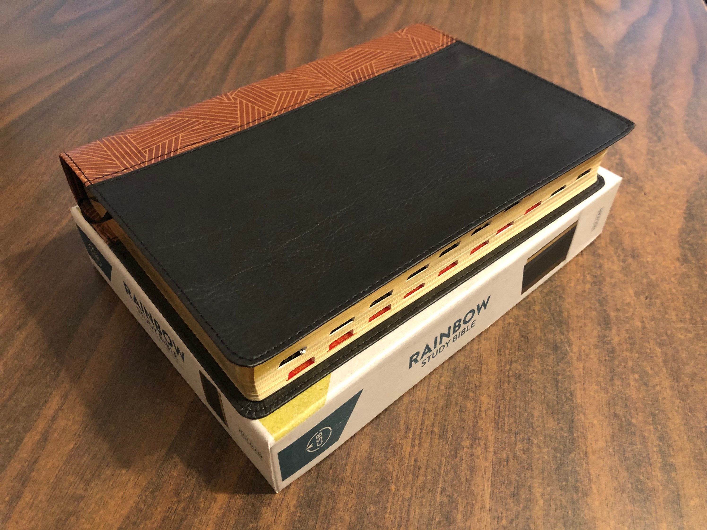 PERSONALIZED CSB Rainbow Study Bible Indexed - Black / Tan Leathertouch ...