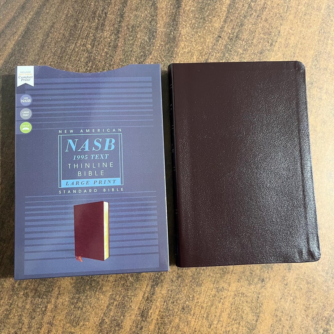 Personalized NASB Large Print Thinline Bible - Burgundy Bonded Leather ...