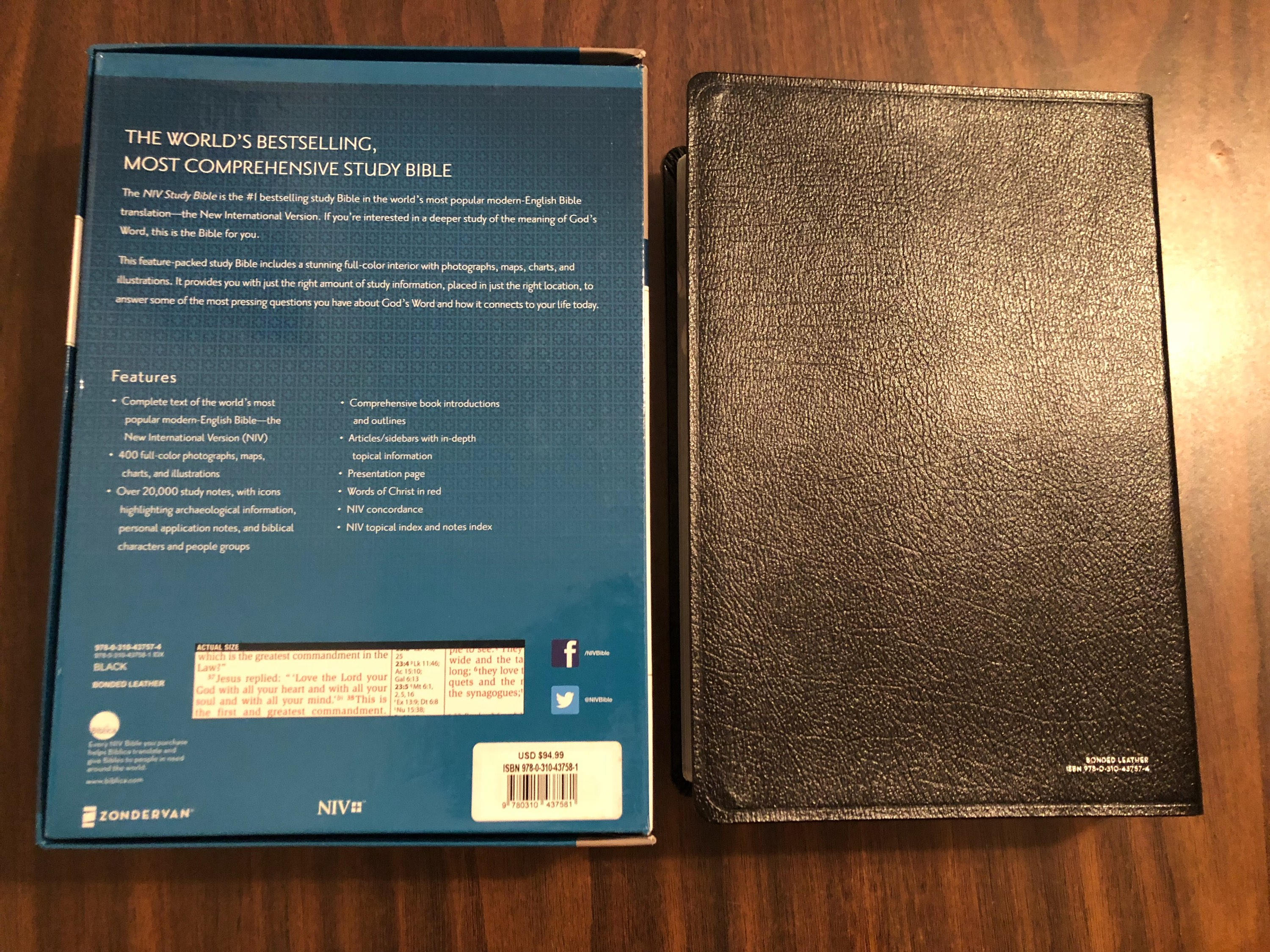 PERSONALIZED NIV Large Print Study Bible Indexed Black Bonded 