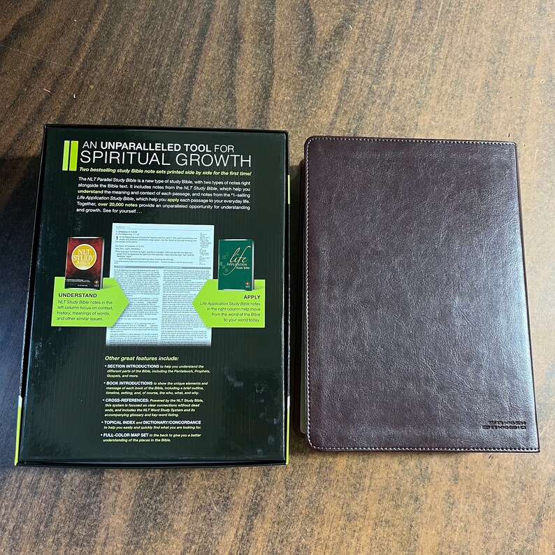 Personalized NLT Parallel Study Bible Thumb Indexed - Brown / Tan ...