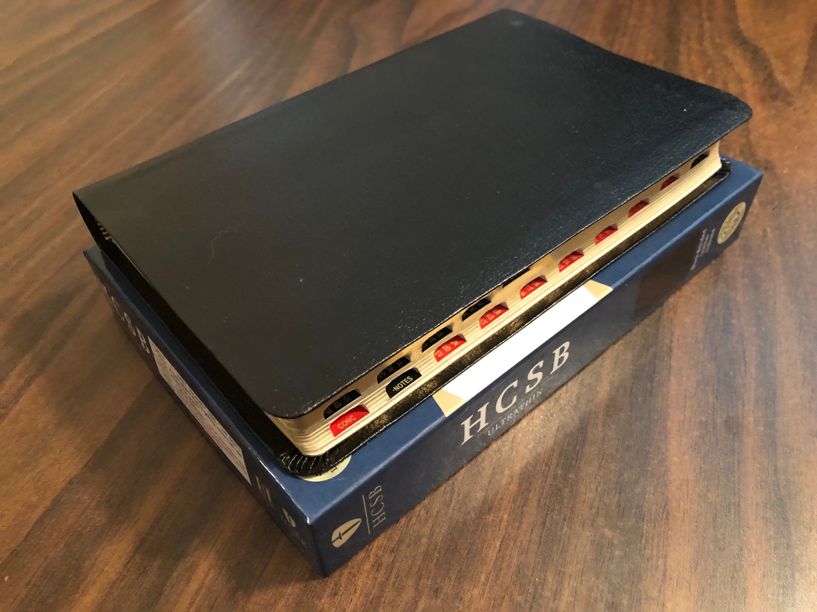 PERSONALIZED ** HCSB Ultrathin Reference Bible Indexed - Black Bonded ...