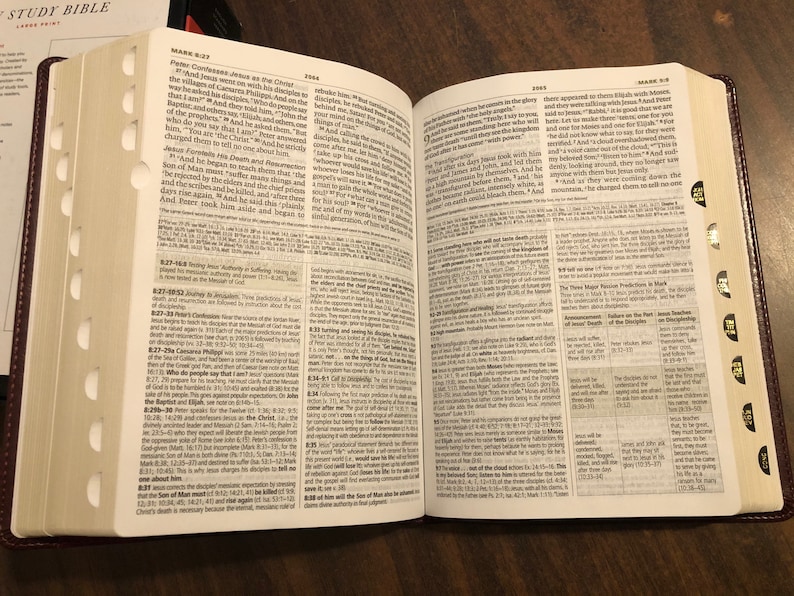 Personalized ESV Large Print Study Bible Thumb Indexed - Mahogany ...