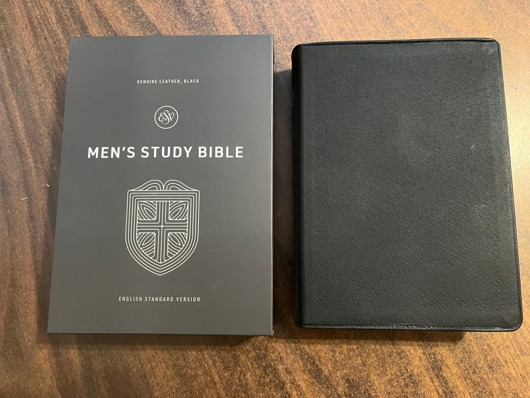 Personalized ESV Mens Study Bible - Black Genuine Leather, Custom ...