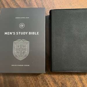 Personalized ESV Mens Study Bible - Black Genuine Leather, Custom ...