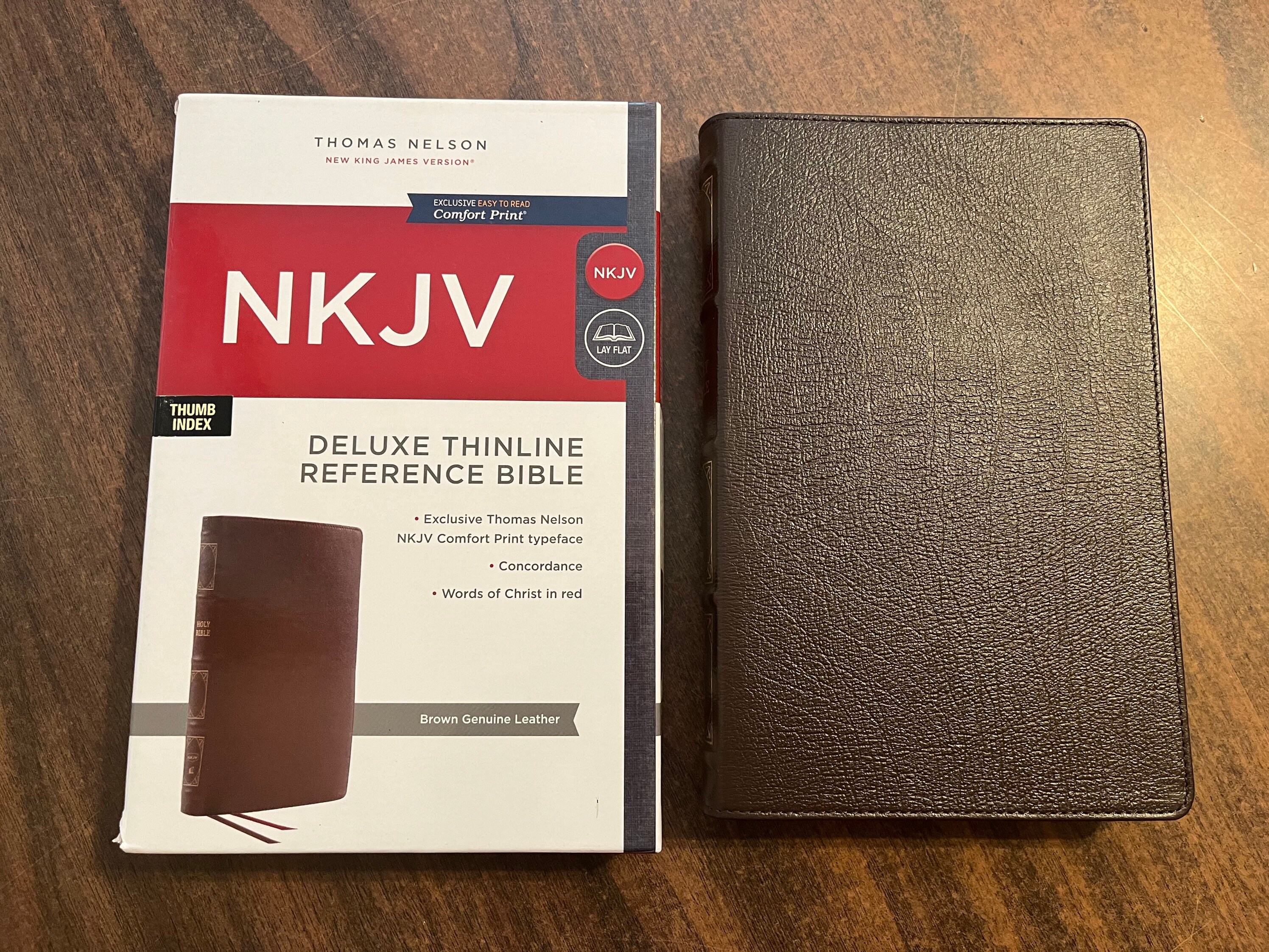 Personalized NKJV Thinline Reference Bible Thumb Indexed - Brown ...